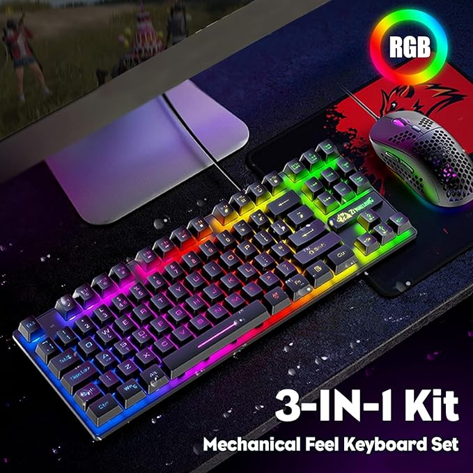 کیبورد و موس گیمینگ سیمی ZIYOULANG T2 Wired Gaming Keyboard & Mouse Set ...