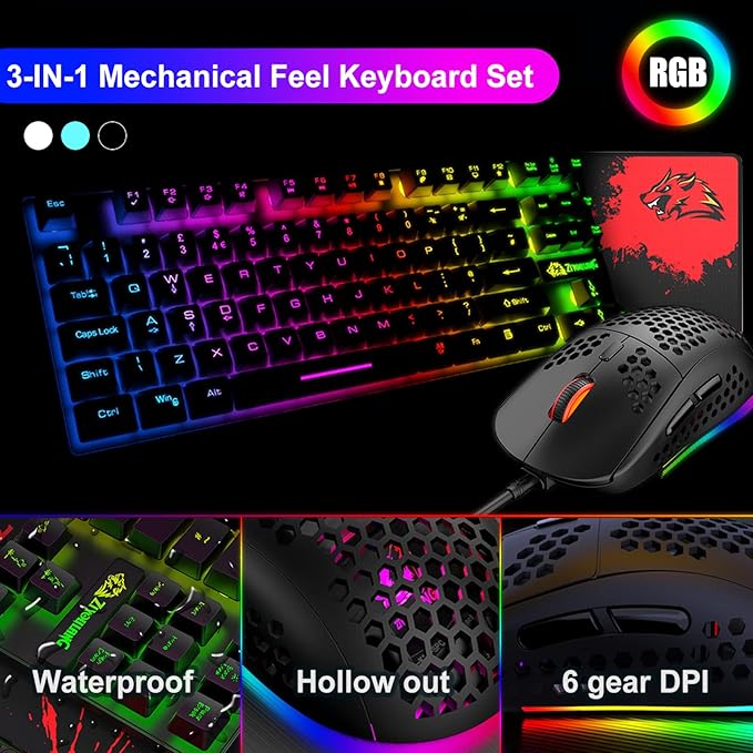کیبورد و موس گیمینگ سیمی ZIYOULANG T2 Wired Gaming Keyboard & Mouse Set ...